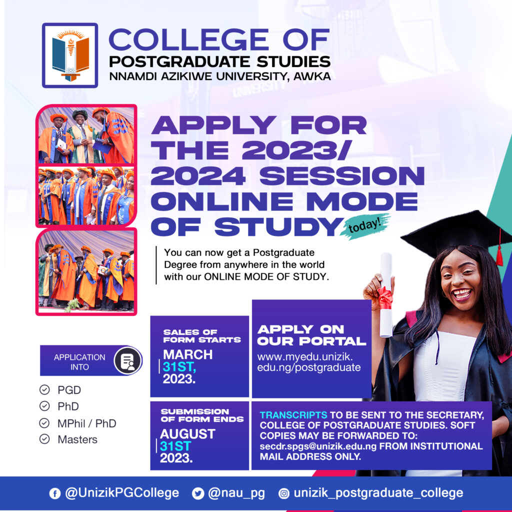 CPGS ONLINE MODE OF STUDY - Nnamdi Azikiwe University