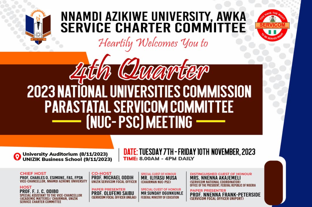 4th Quarter 2023 NUC Parastatal Servicom Committee (NUC-PSC) Meeting ...