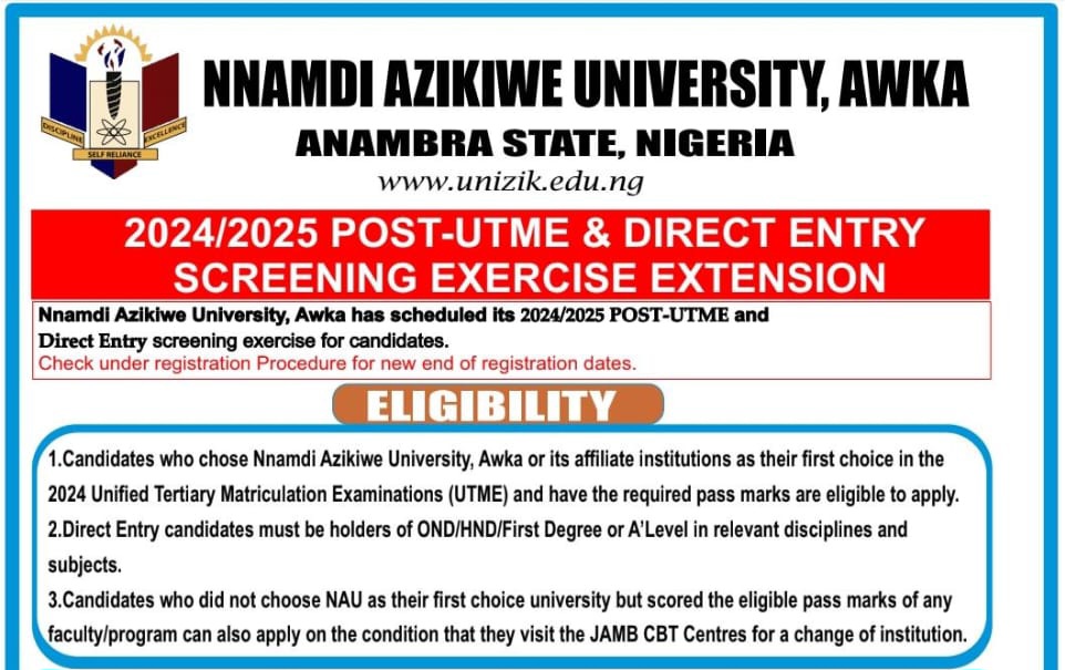 Press Release: Extension of Post UTME Screening Registration Deadline ...