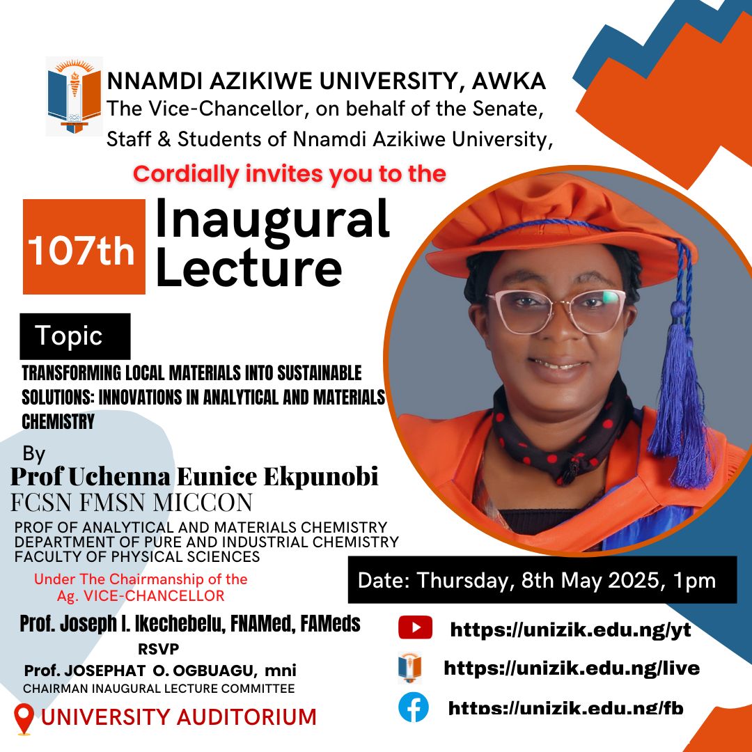 Invitation to the 107th inaugural lecture - Nnamdi Azikiwe University