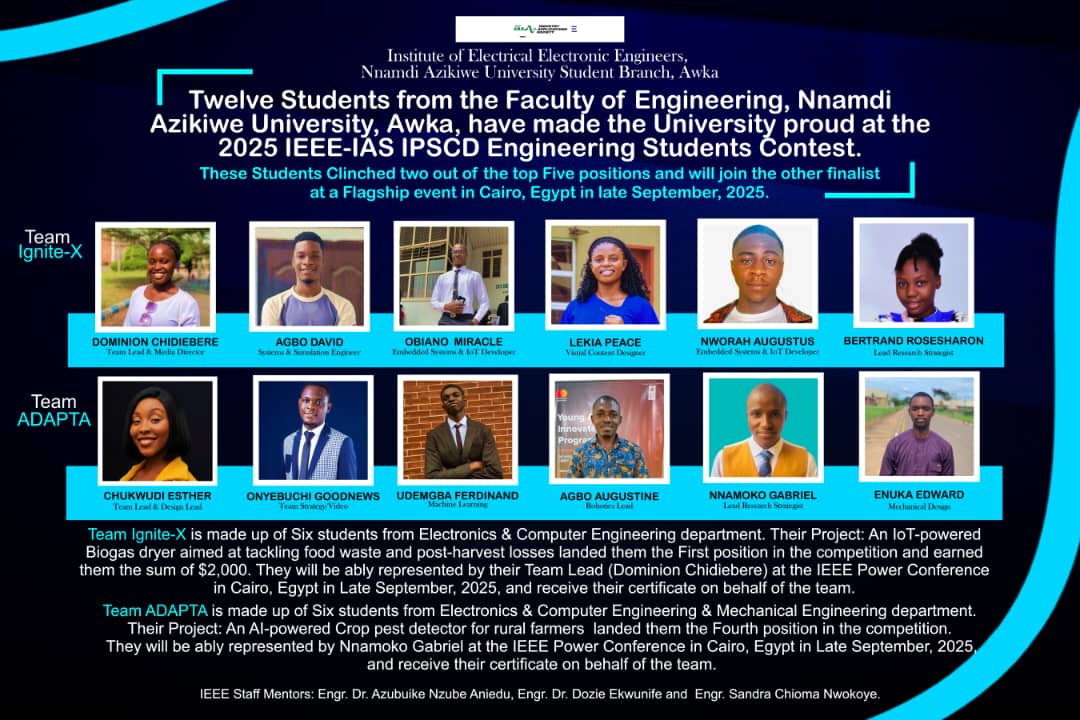 UNIZIK Shines on the Global Stage: Engineering Students Bring Home Top ...